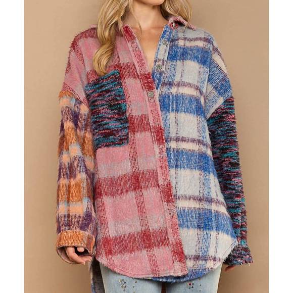 POL | Jackets & Coats | New Pol Contrast Plaid Shacket In Multi ...